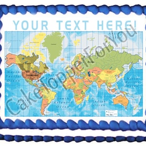 Detailed World Map - Edible Cake or Cupcake Topper - Etsy