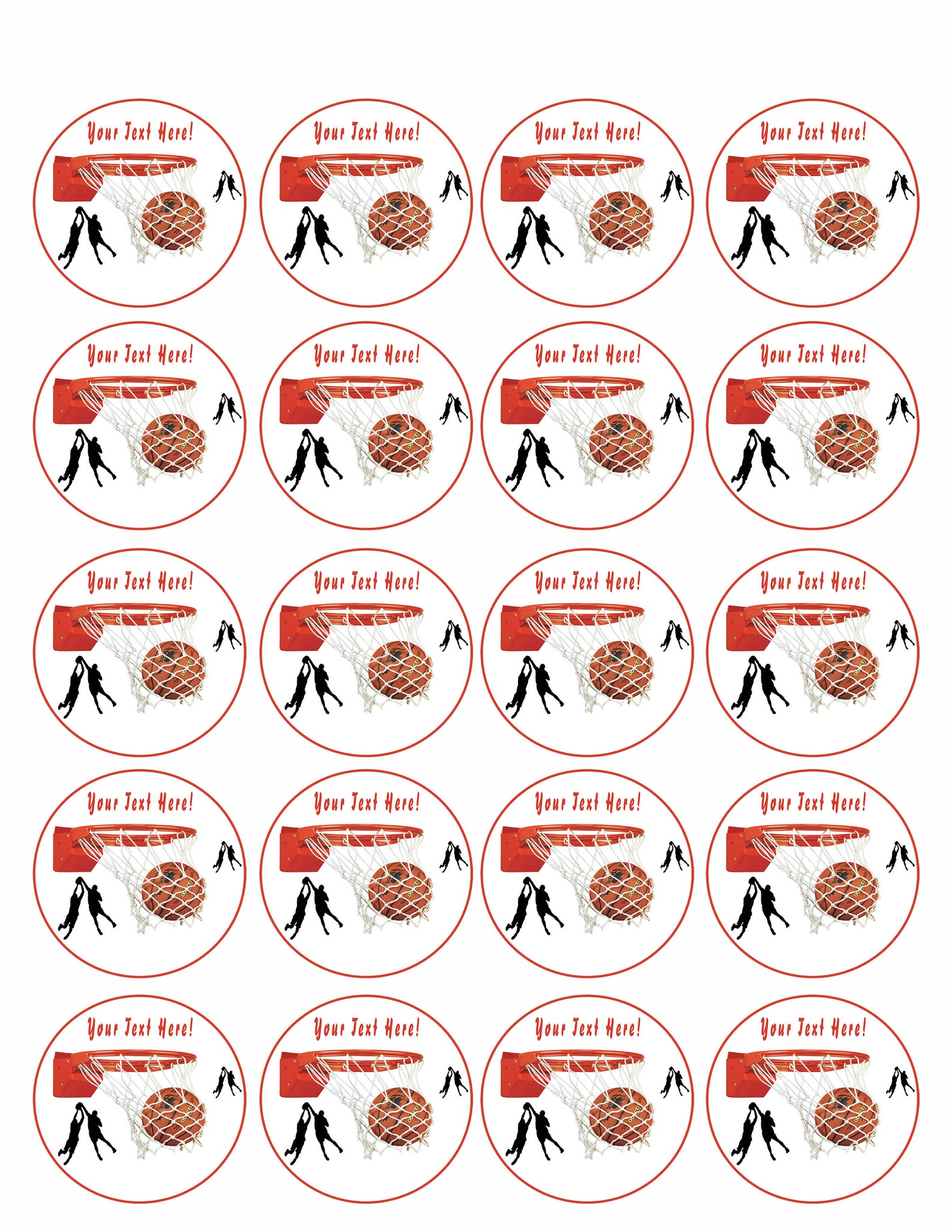 Basketball - Edible Cake or Cupcake Topper - Etsy