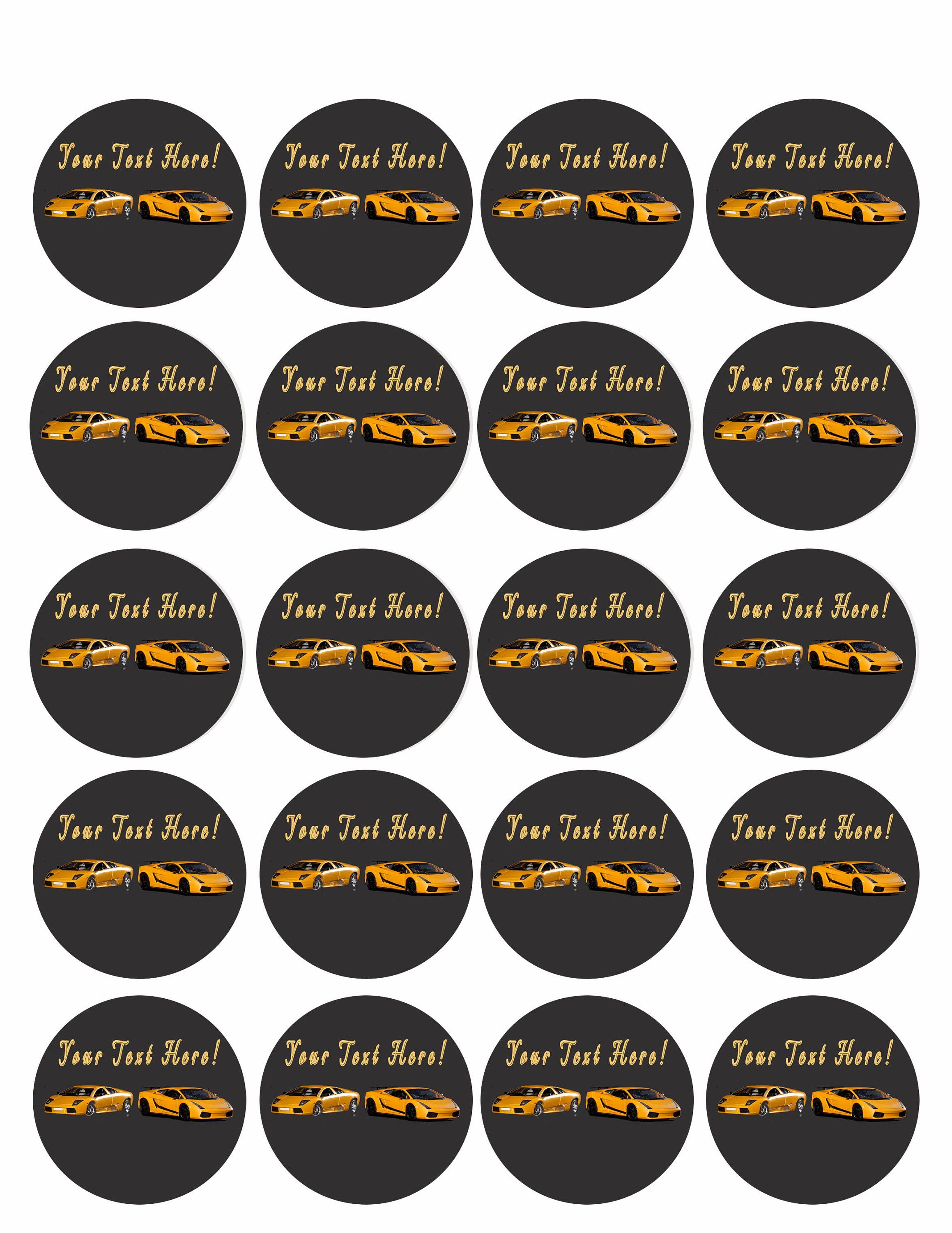 Sport Cars - Edible Cake or Cupcake Topper - Etsy