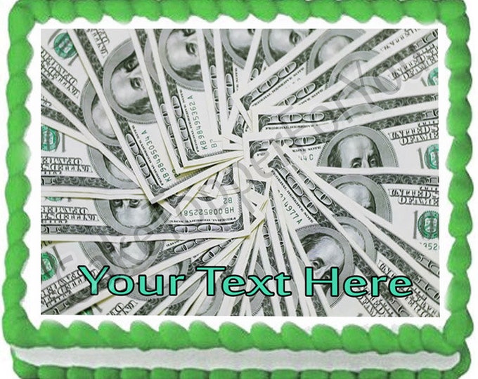 100 Dollar Bill Money Birthday Edible 2D Fondant Birthday Cake/cupcake ...