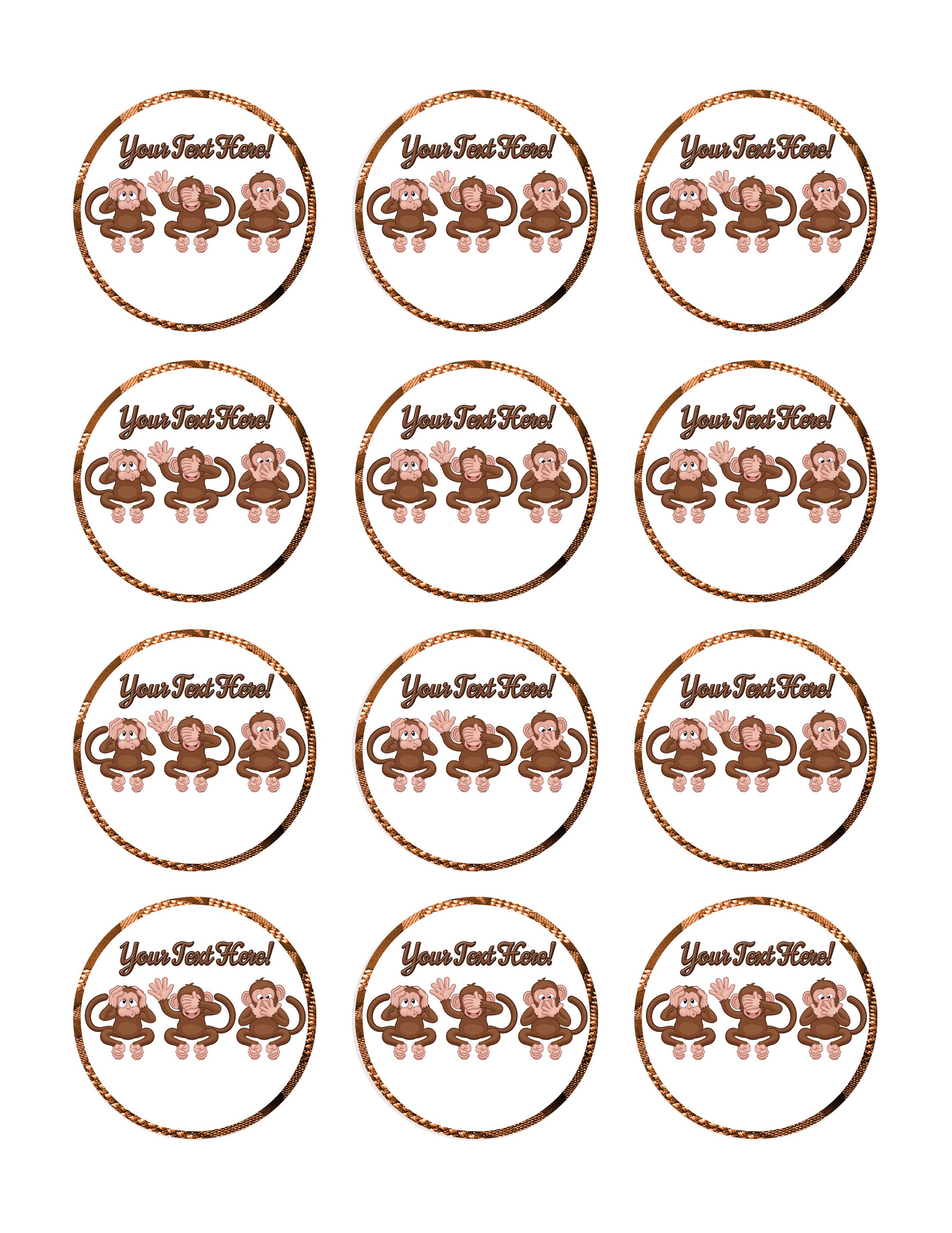 The Monkeys Faces - Edible Cake or Cupcake Topper - Etsy
