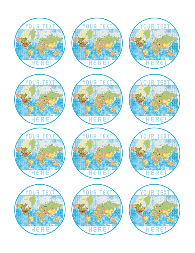 Detailed World Map Edible Cake or Cupcake Topper - Etsy