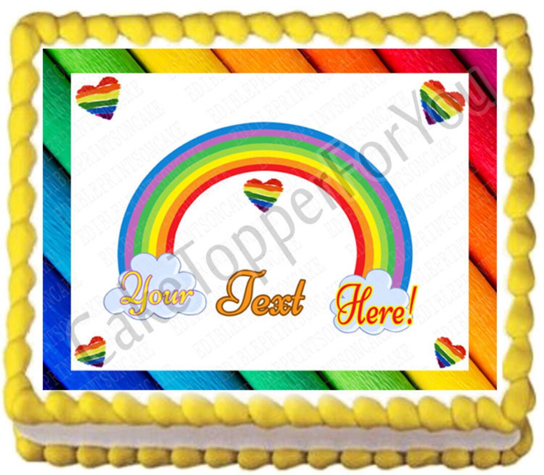 Rainbow Theme - Edible Cake or Cupcake Topper - Etsy