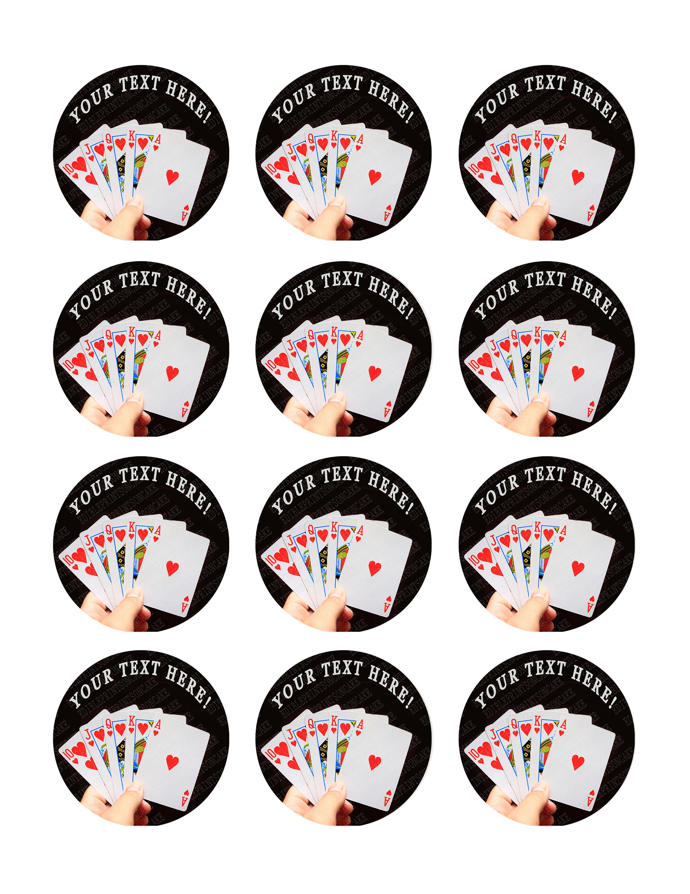 Playing Poker Cards - Edible Cake or Cupcake Topper - Etsy