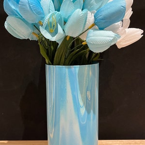 Light Blue and Cream Glass Vase for Flowers - Etsy