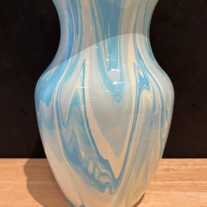 Light Blue and Cream Glass Vase for Flowers - Etsy