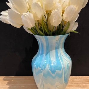 Light Blue and Cream Glass Vase for Flowers - Etsy