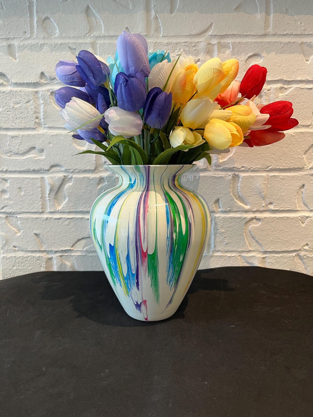 Multi Colored Vase for Flowers Rainbow Hand Painted - Etsy