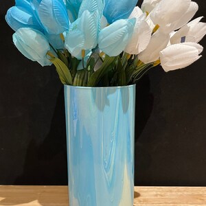 Light Blue and Cream Glass Vase for Flowers - Etsy