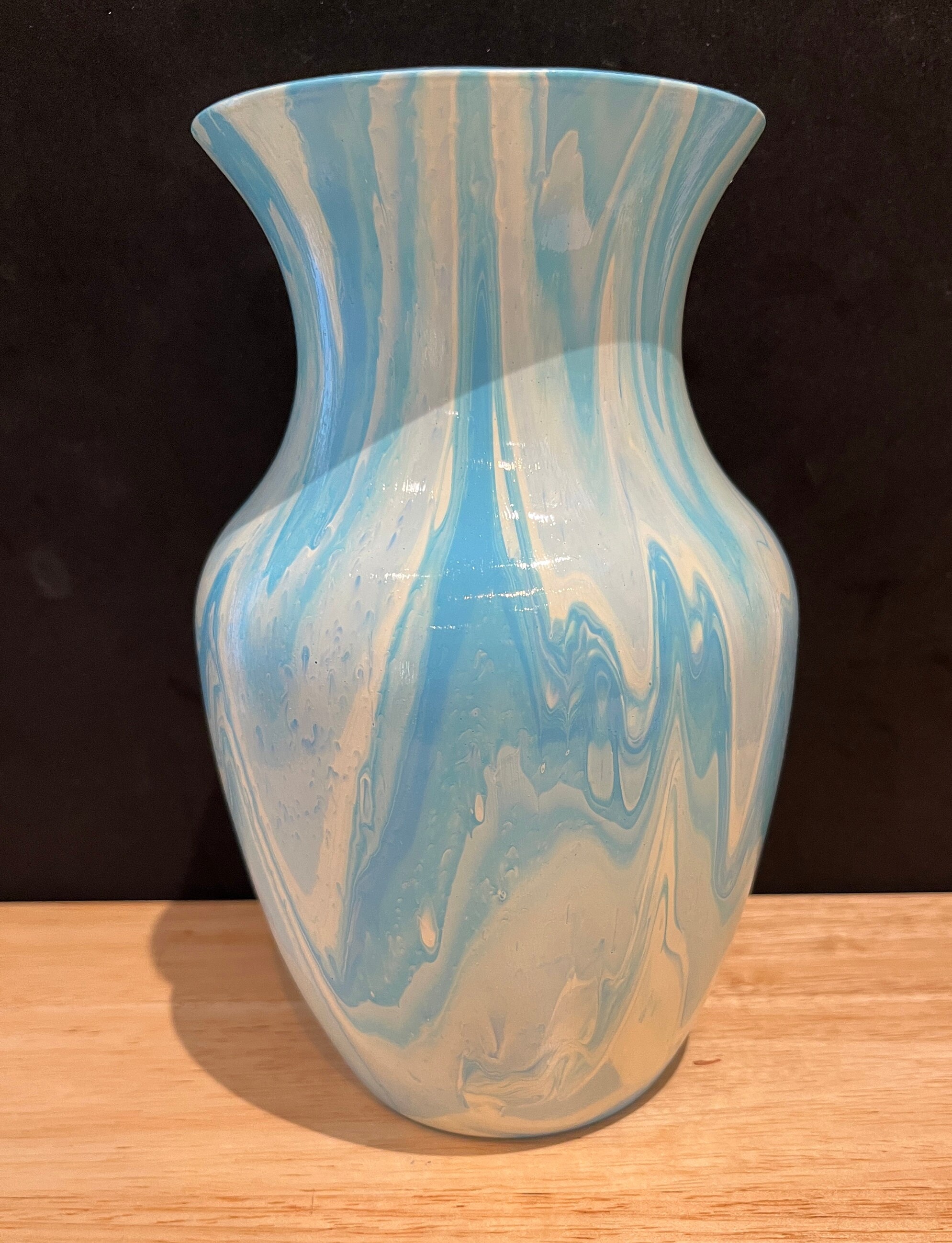 Light Blue and Cream Glass Vase for Flowers - Etsy