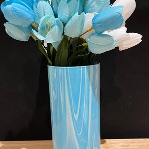 Light Blue and Cream Glass Vase for Flowers - Etsy