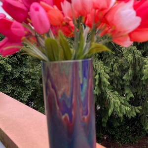 Dark Multicolor Cylinder Glass Vase Reds Blues Greens Yellow White - Etsy