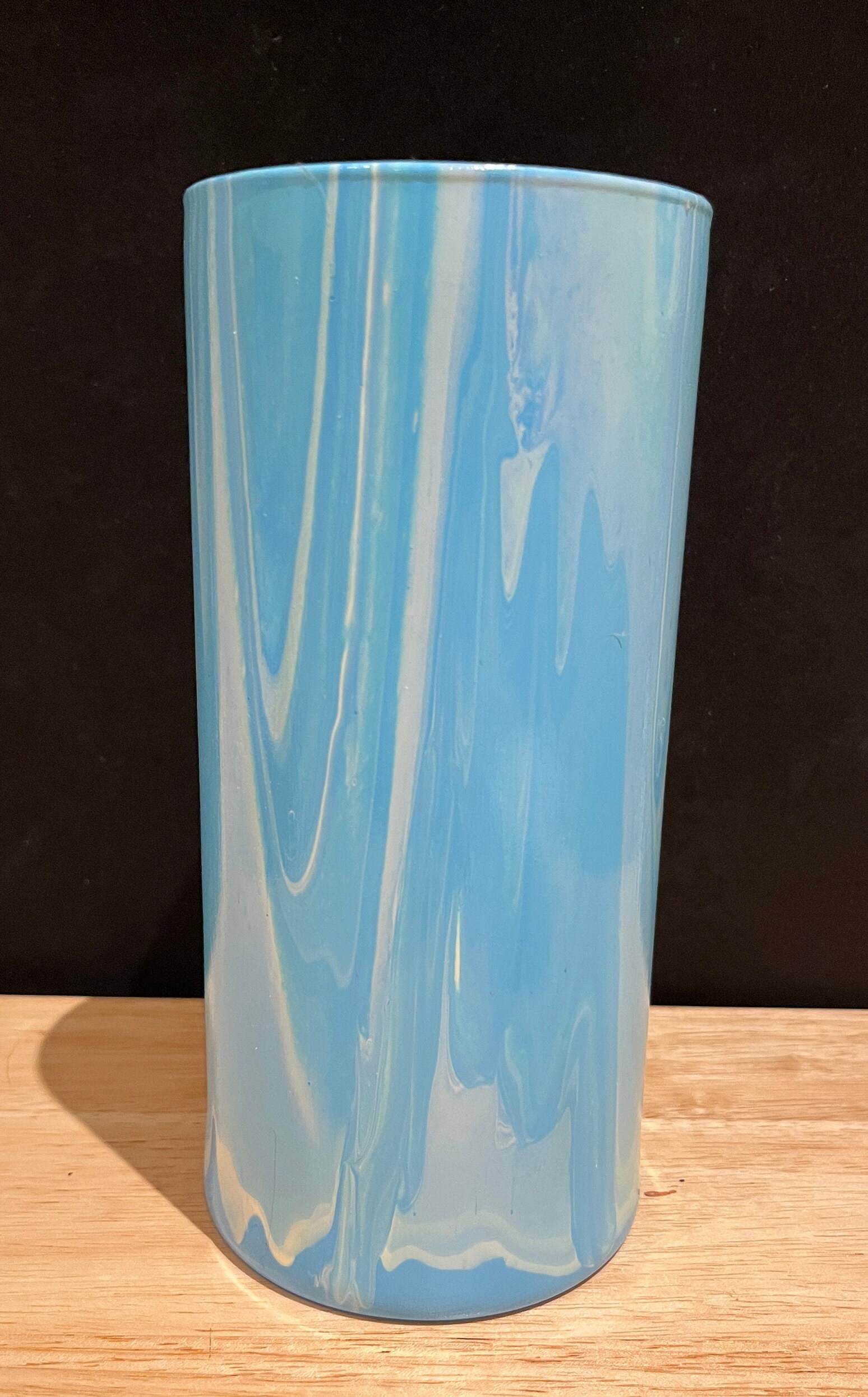 Light Blue and Cream Glass Vase for Flowers - Etsy