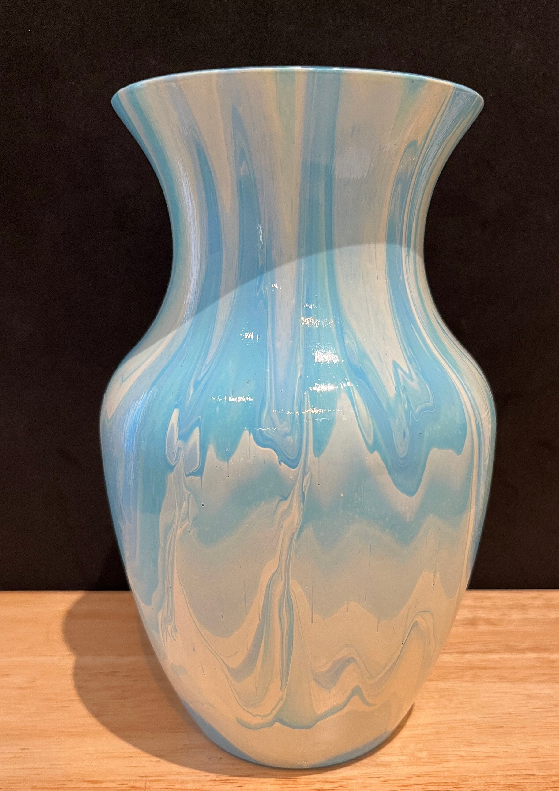 Light Blue and Cream Glass Vase for Flowers - Etsy
