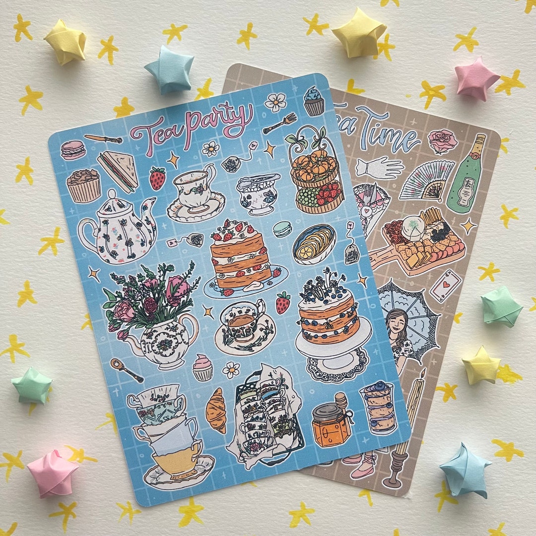 Tea Set Sticker Sheet Pair - Etsy