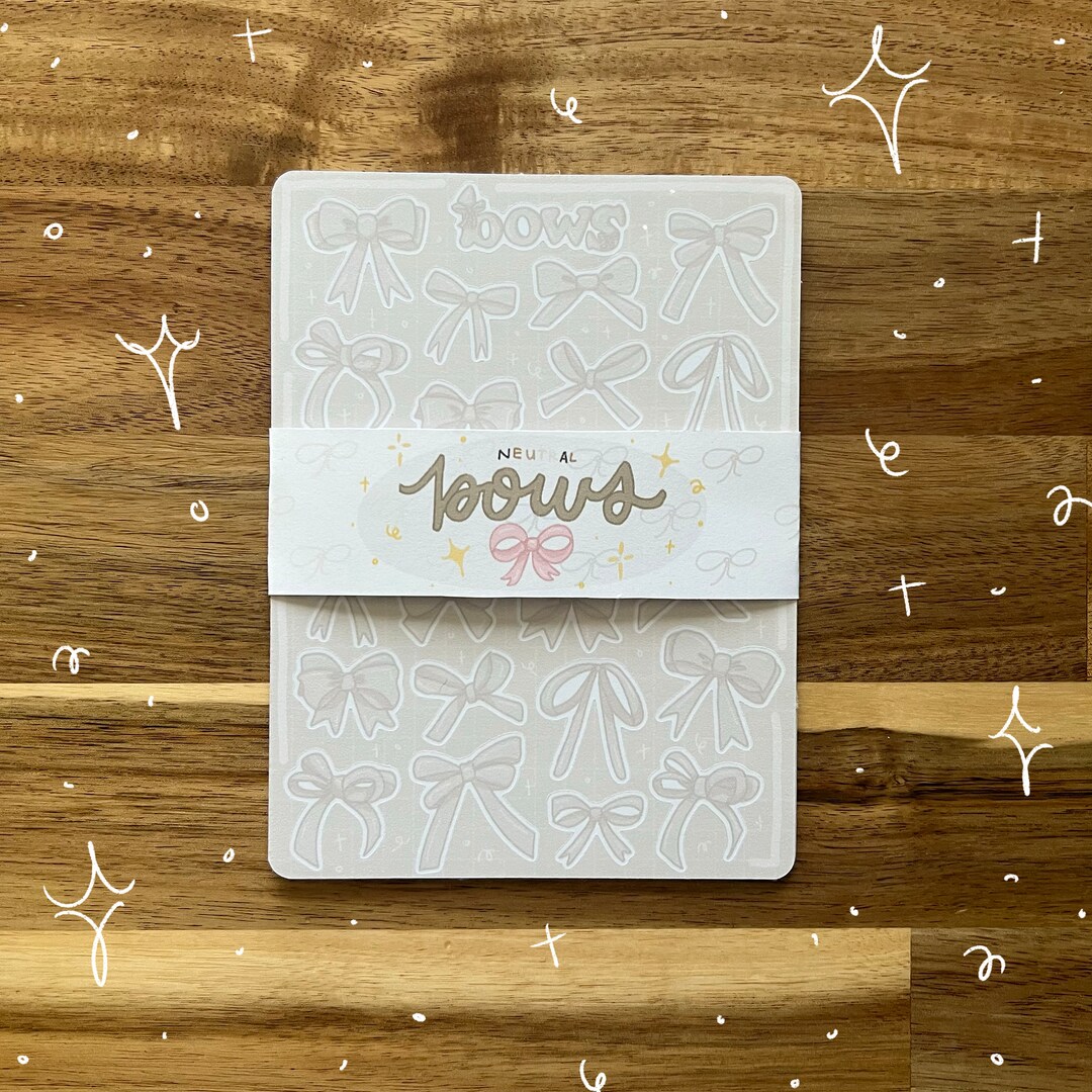 Neutral Bow Sticker Sheet Set - Etsy