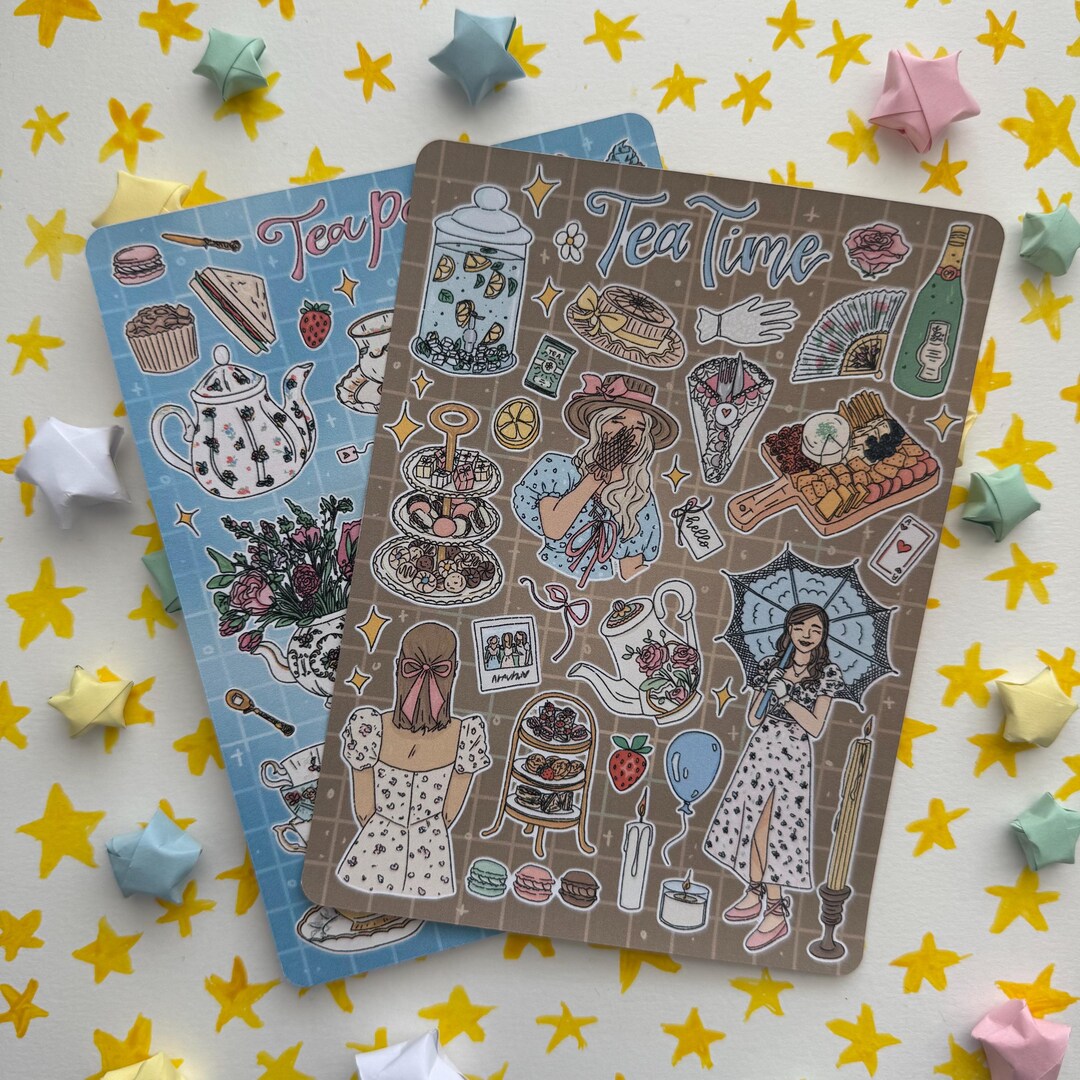 Tea Set Sticker Sheet Pair - Etsy