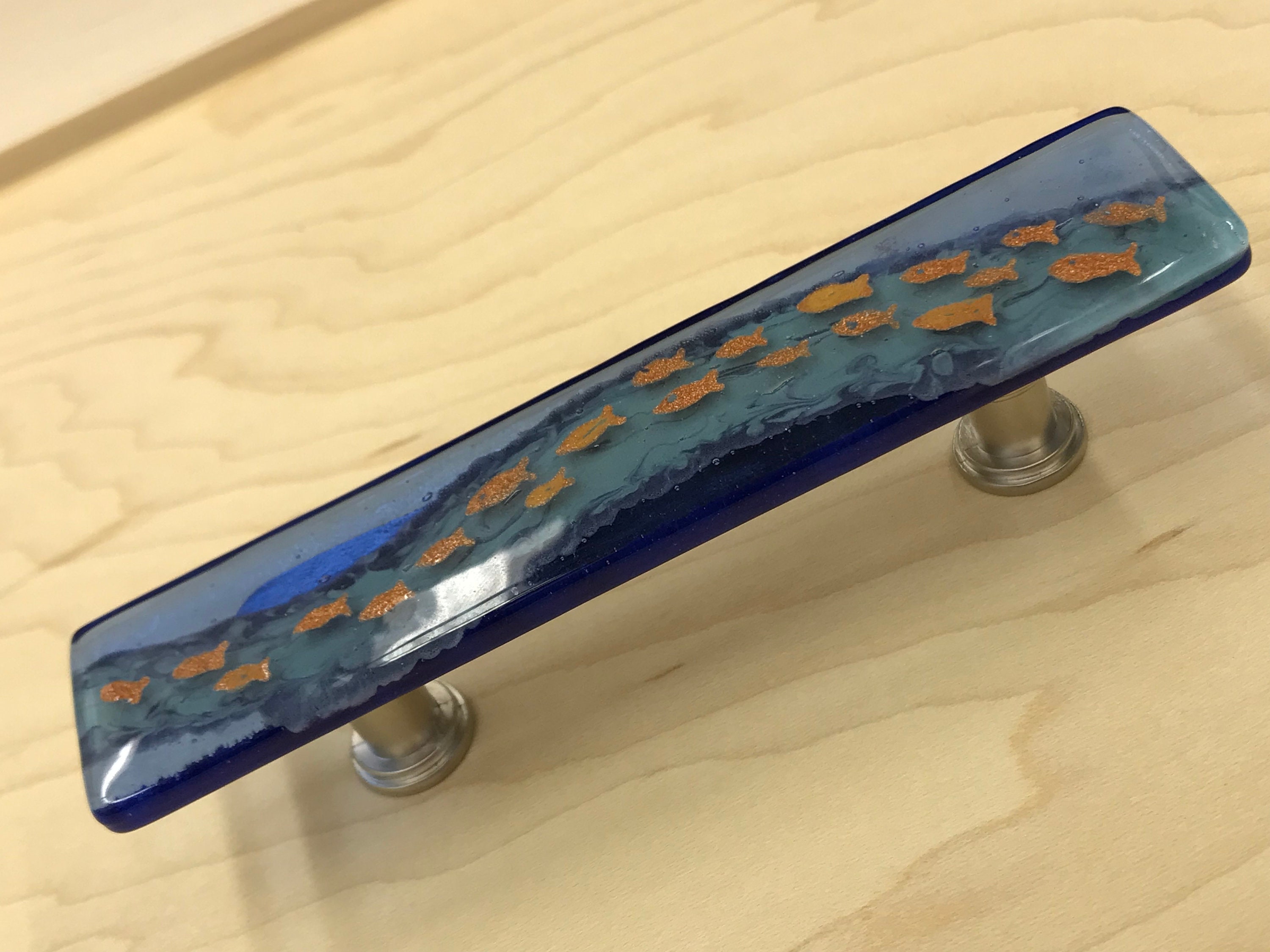 FISH Fused Glass by Charlie Hand Crafted Drawer/cabinet Pulls & Knobs... Made to Order - Etsy
