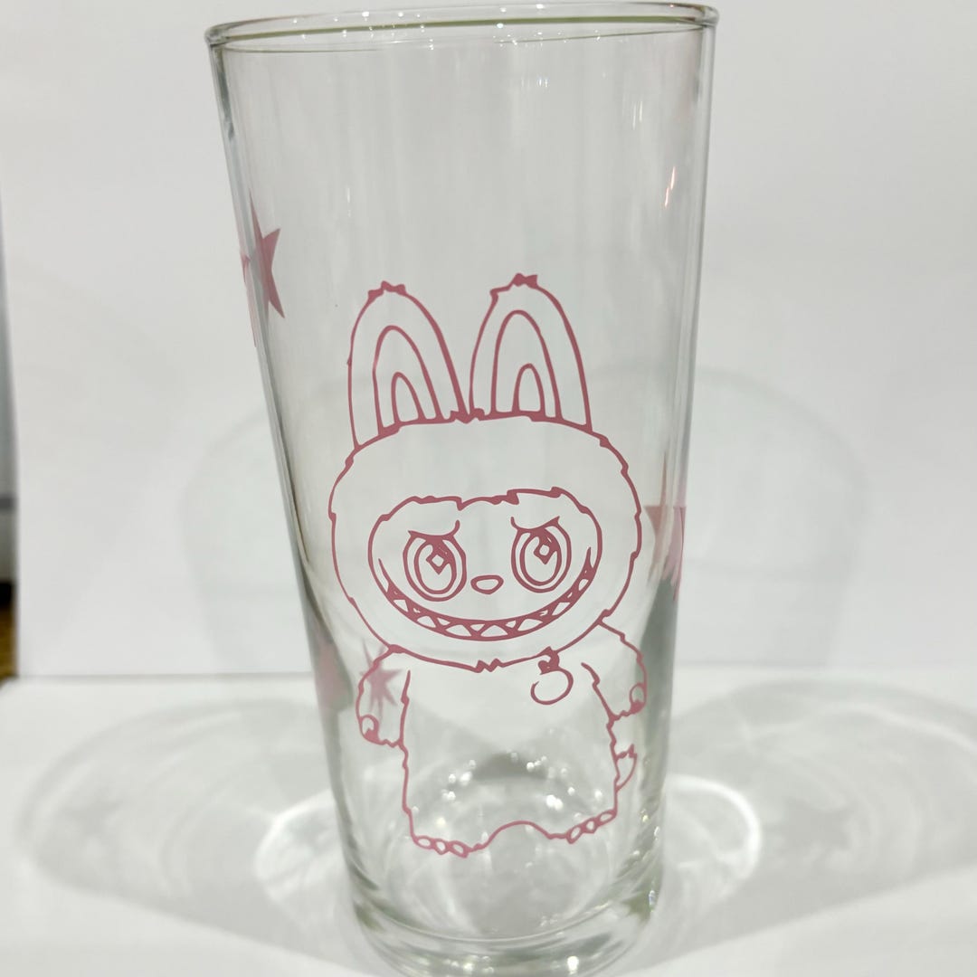 Labubu Glass Cup || Labubu Cute Design Cup - Etsy