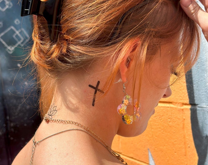 Cross Tattoo - Fake Tattoo - Black and White Cross Tattoo - Religious ...
