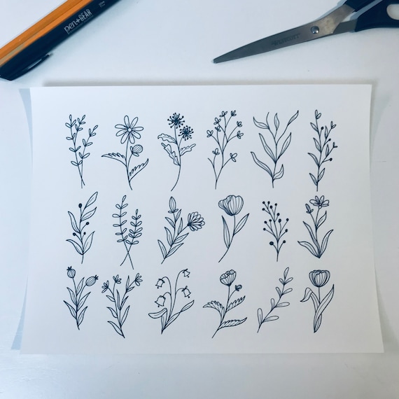 Floral Temporary Tattoo Sheet Multiple Designs Botanical - Etsy