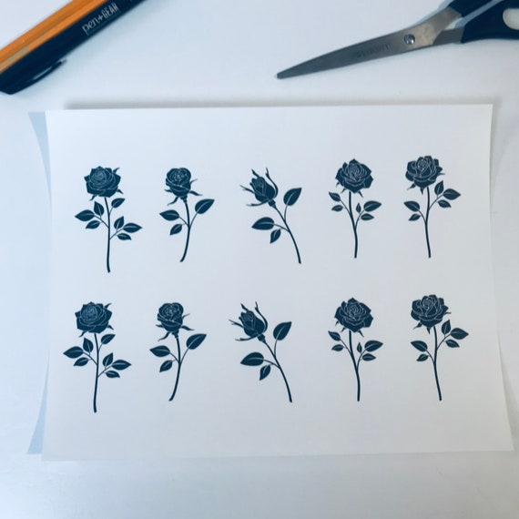 Small Rose Temporary Tattoo Flower Tattoo Floral Tattoo | Etsy