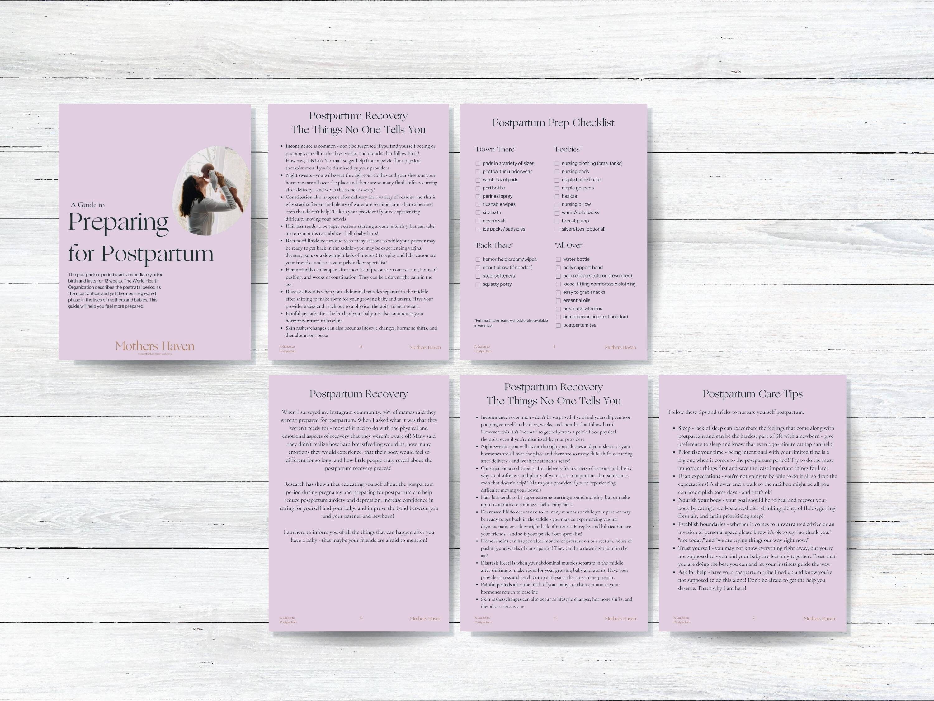 Printable Postpartum Guide | Pregnancy Self-care Guide | Postpartum ...