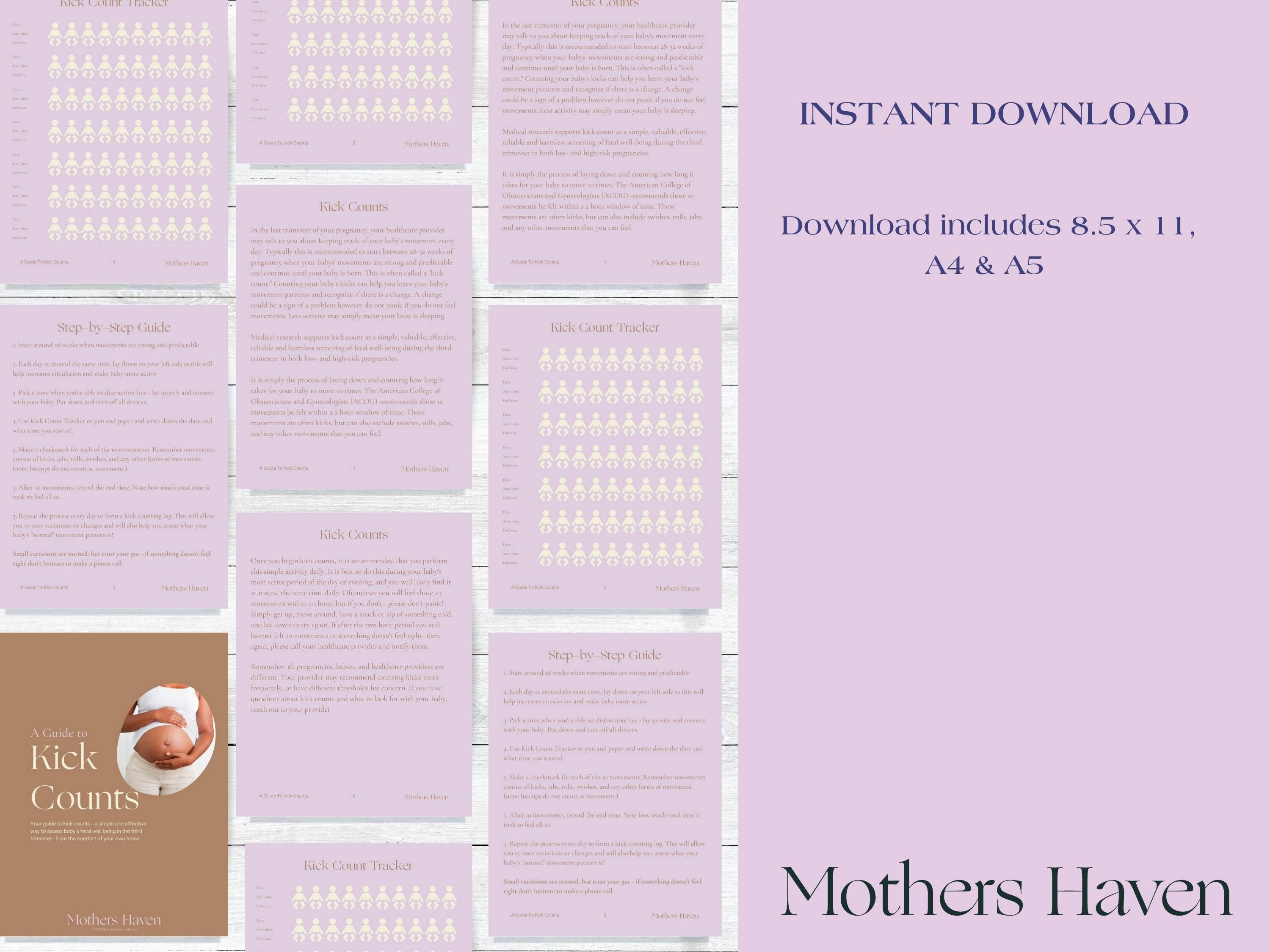 Printable Kick Count Log | Pregnancy Tracker | Kick Count Information ...