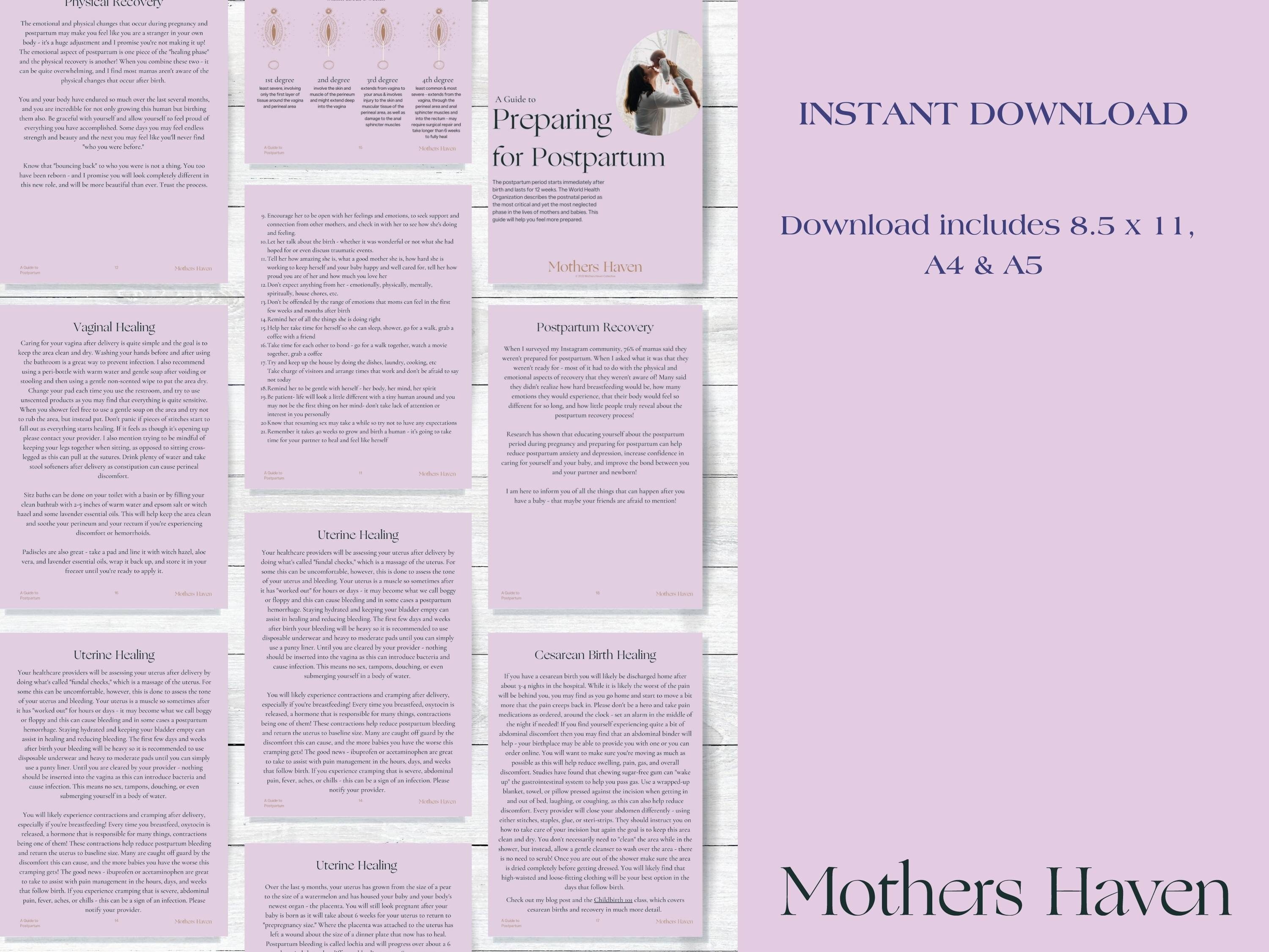 Printable Postpartum Guide | Pregnancy Self-care Guide | Postpartum ...