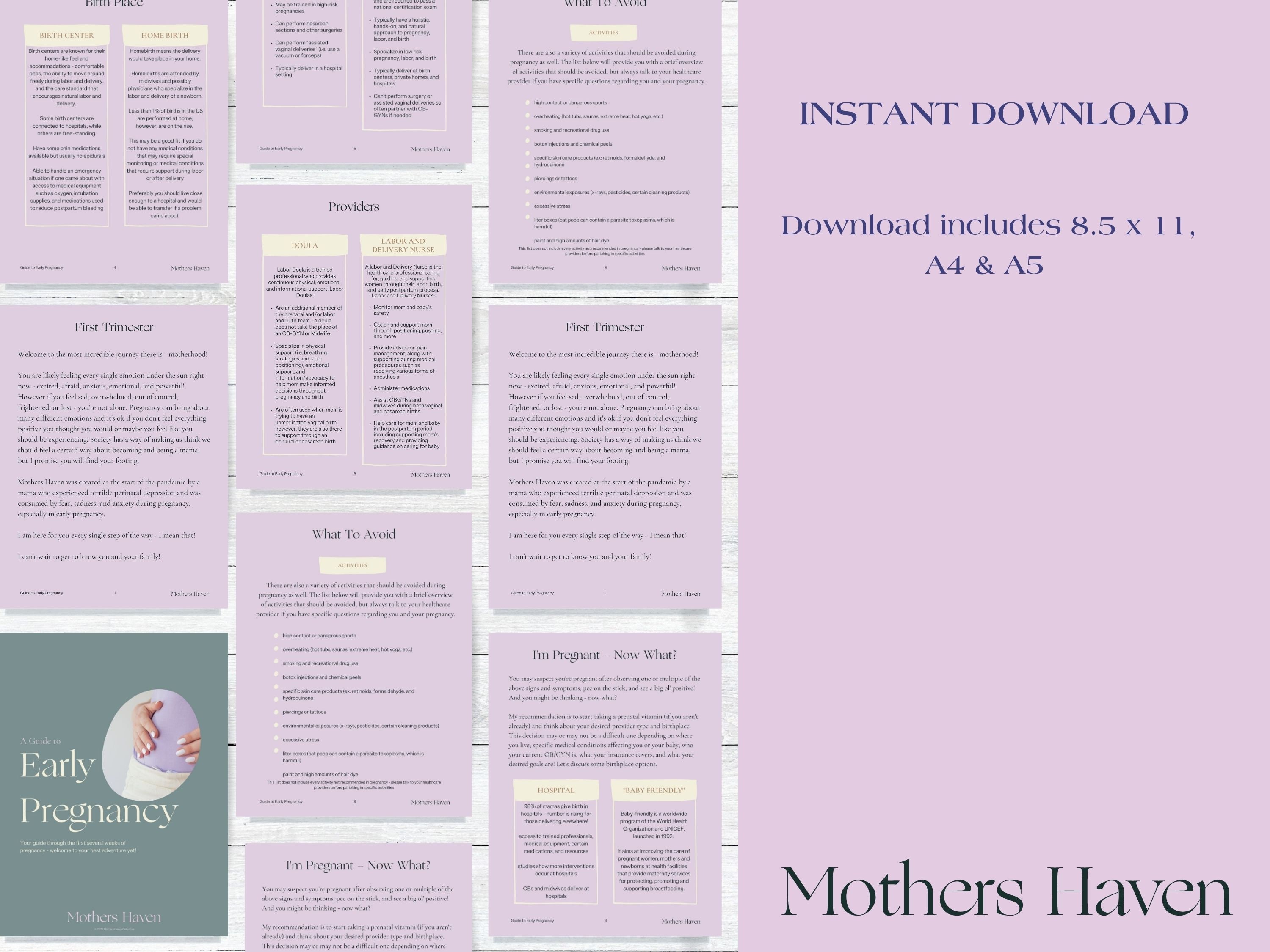 Printable Early Pregnancy Guide | Pregnancy Guide | New Mom Guide ...