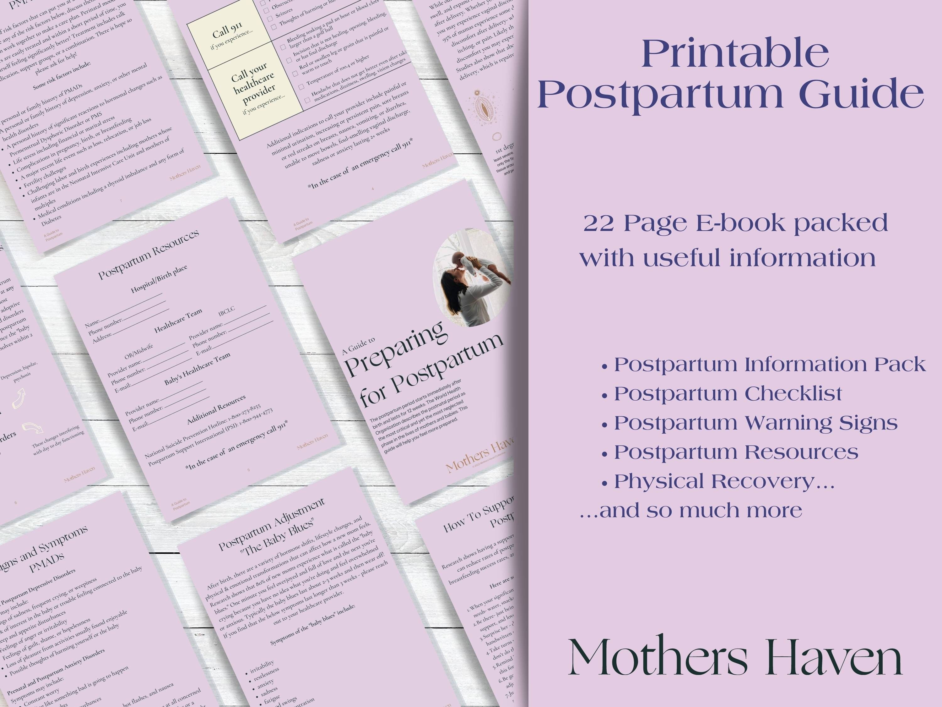 Printable Postpartum Guide | Pregnancy Self-care Guide | Postpartum ...