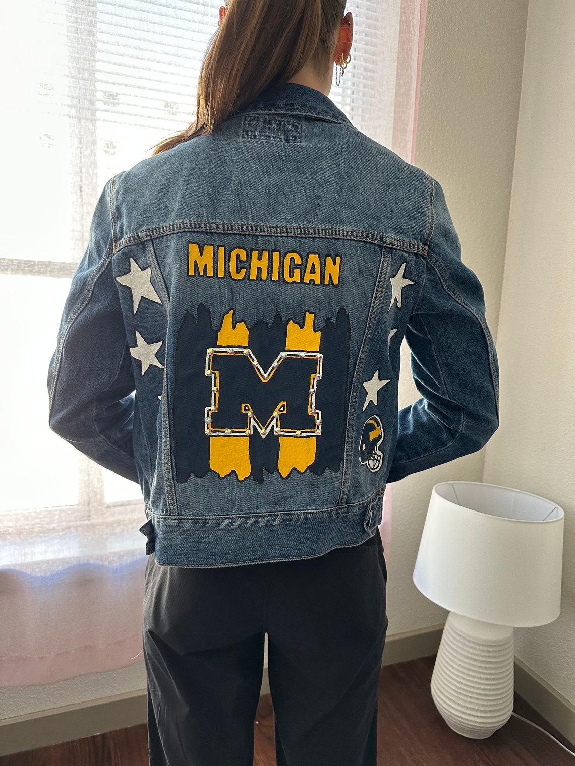 Hand Painted University of Michigan Jean Jacket | Made to Order - Etsy