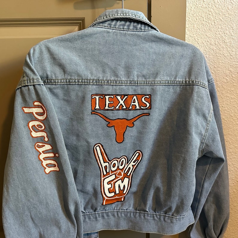 Hand Painted University of Texas Jean Jacket - Etsy