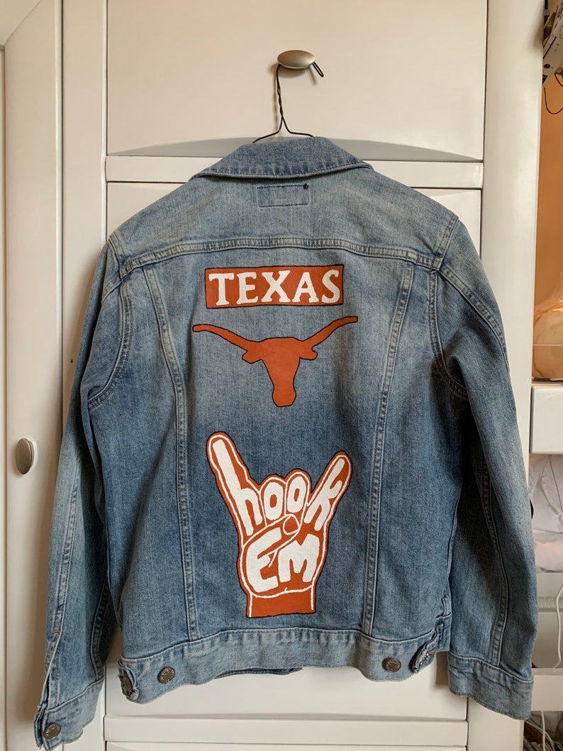 Hand Painted University of Texas Jean Jacket - Etsy