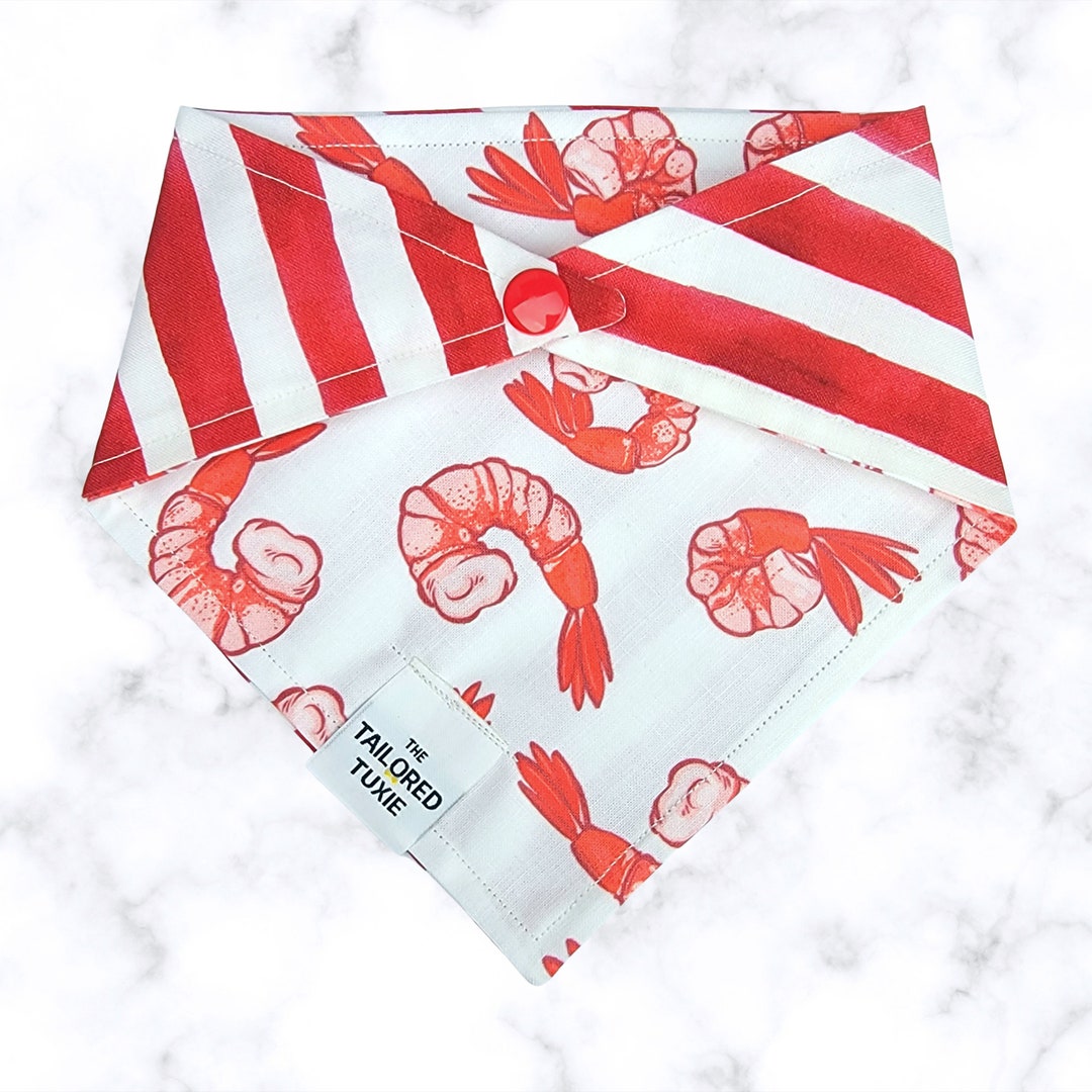 SHRIMPLY THE BEST Reversible Striped Shrimp Pet Bandana for Dogs, Cats ...