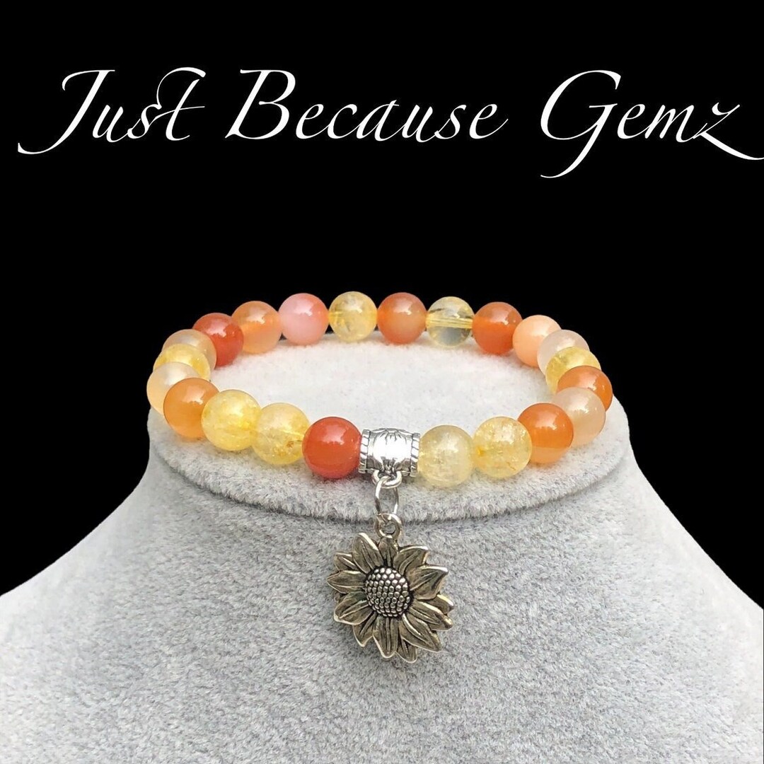 High Vibration, Carnelian and Citrine Gemstone Bracelet, Crystal ...