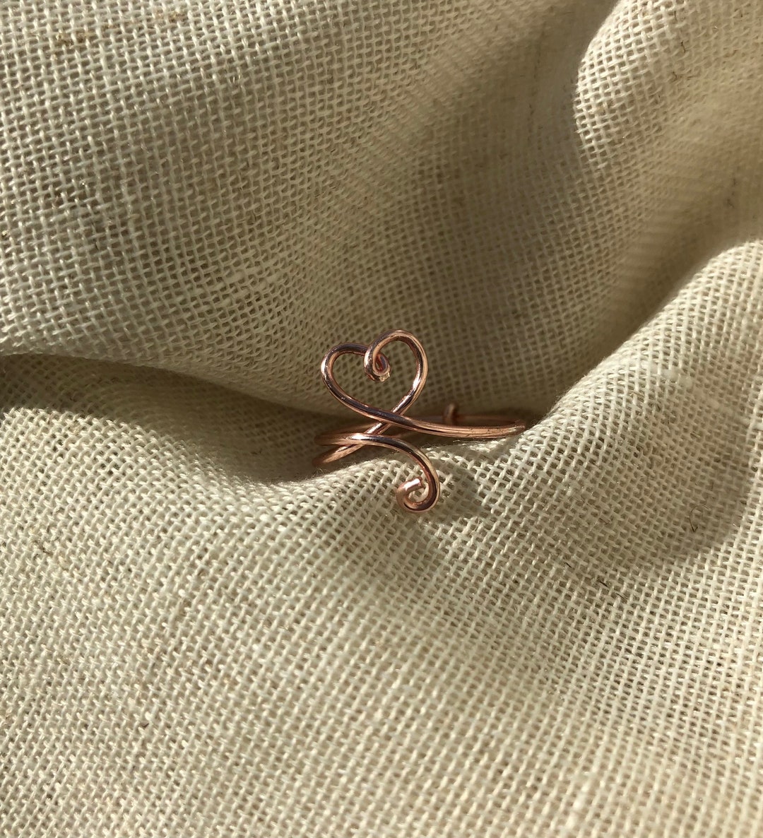 Heart Shape Wire Wrapped Ring, Rose Gold Heart Ring, Silver Heart Wire ...