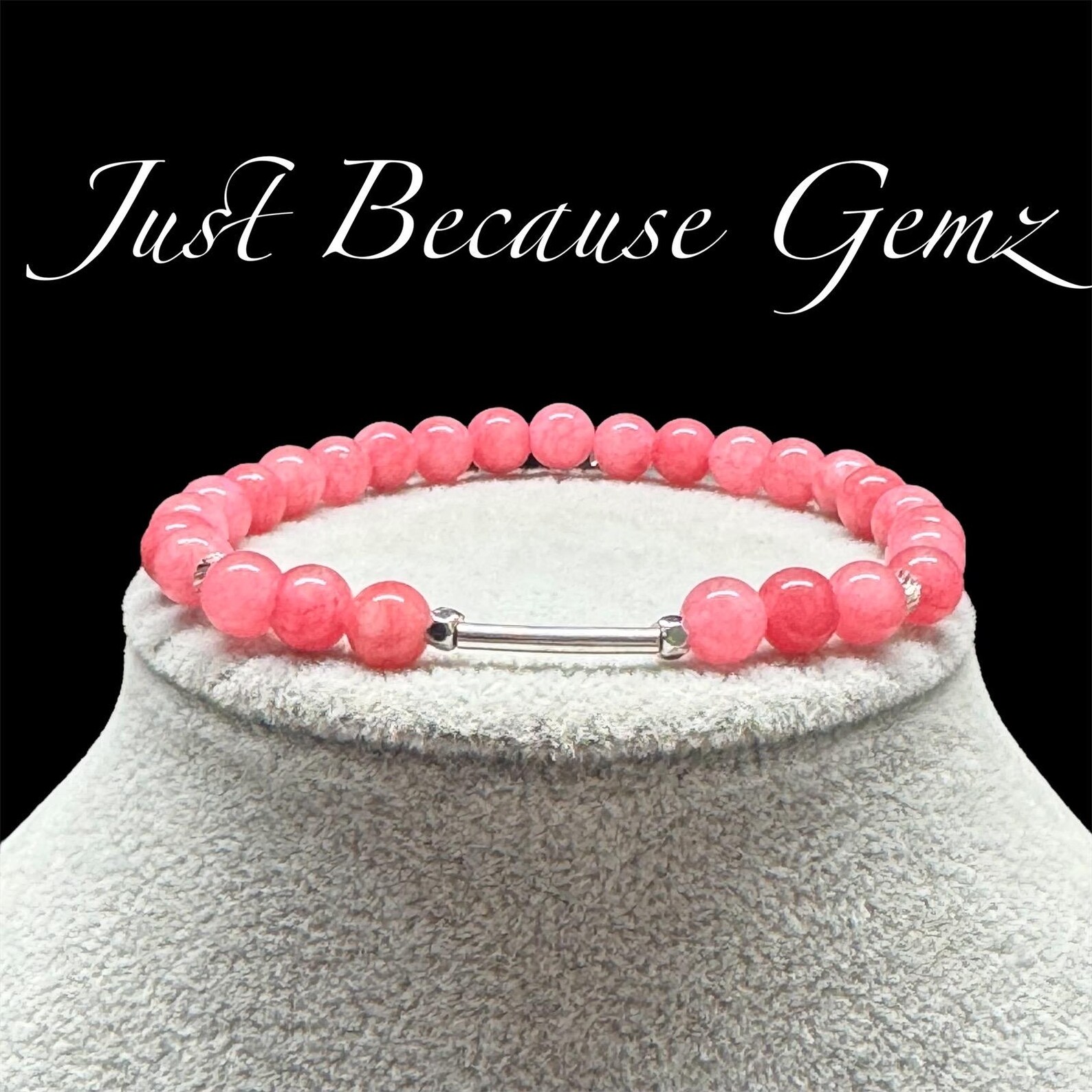 Pink Mountain Jade Gemstone Beaded Bracelet, Crystal Bracelet, Love ...