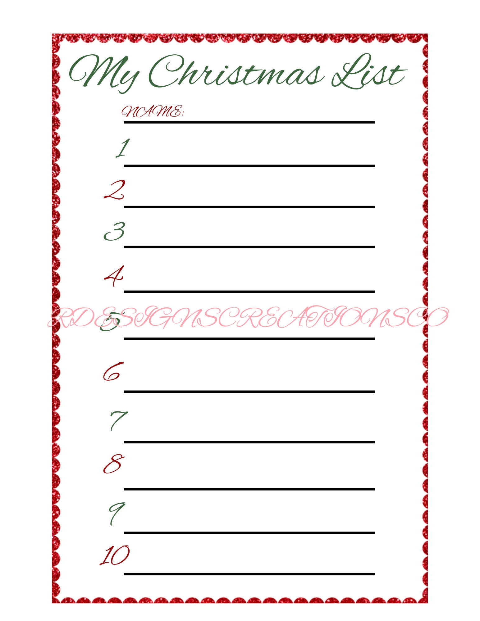 My Christmas Wish List Printable Kids Letter to Santa Printable Letter ...