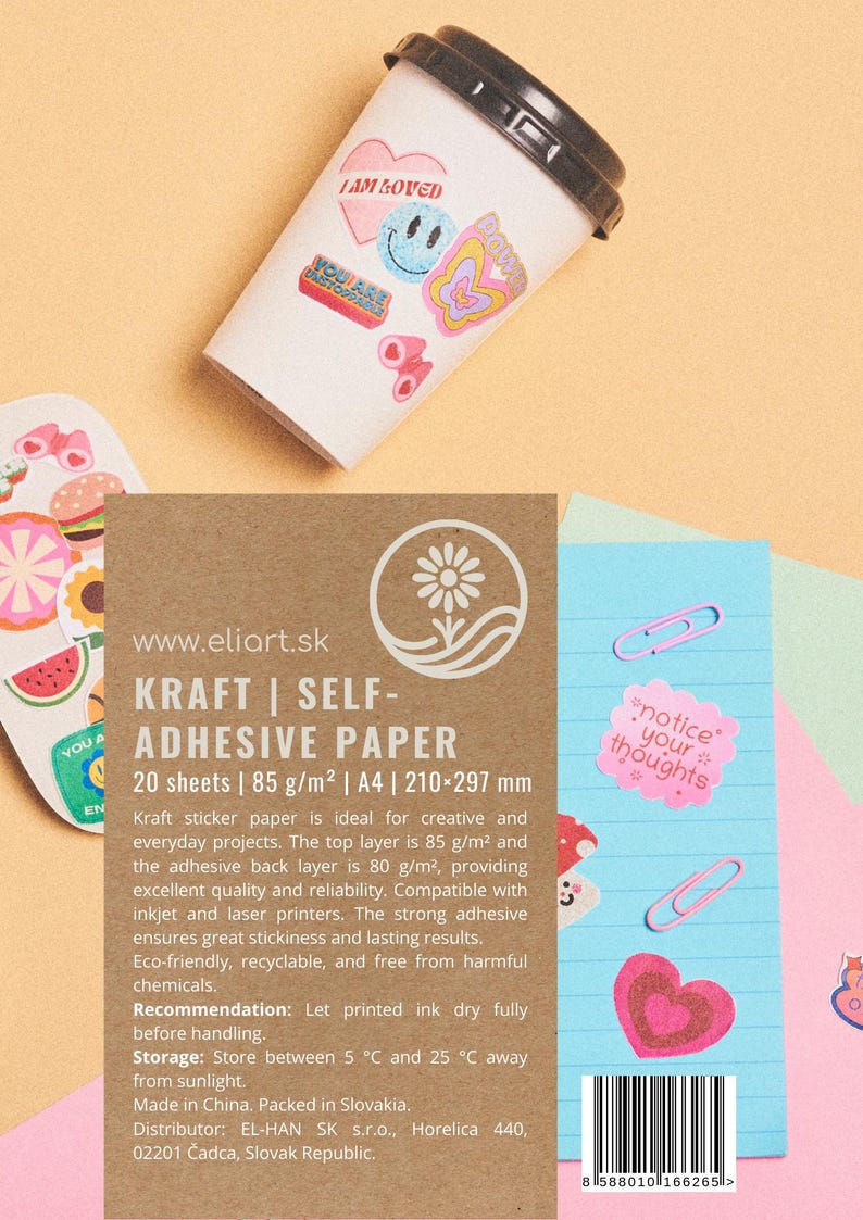 A4 Kraft Sticker Paper | Brown Self-adhesive, Printable Eco Labels - Etsy