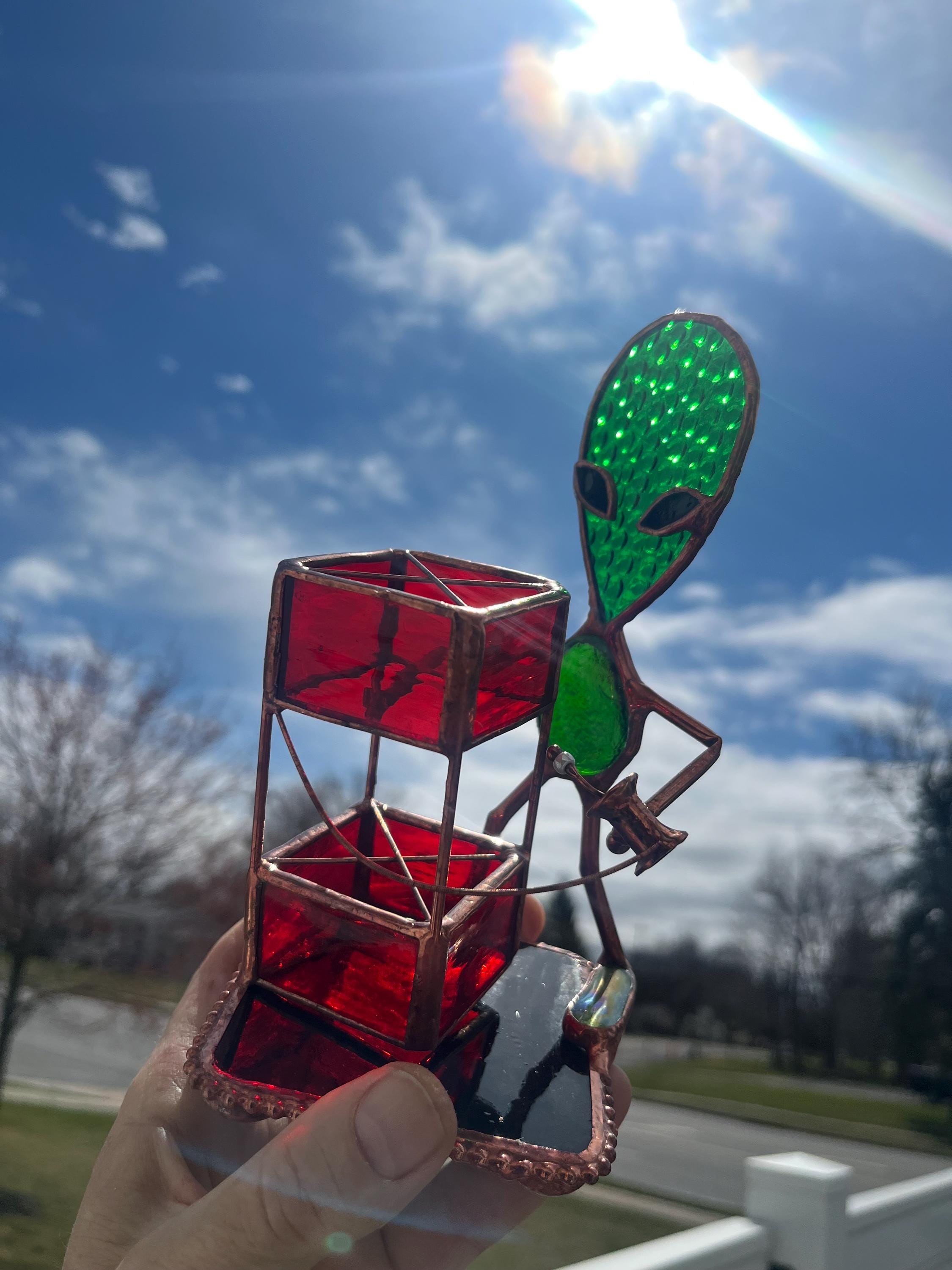 Stained Glass Alien Flying BOX Kite - Etsy