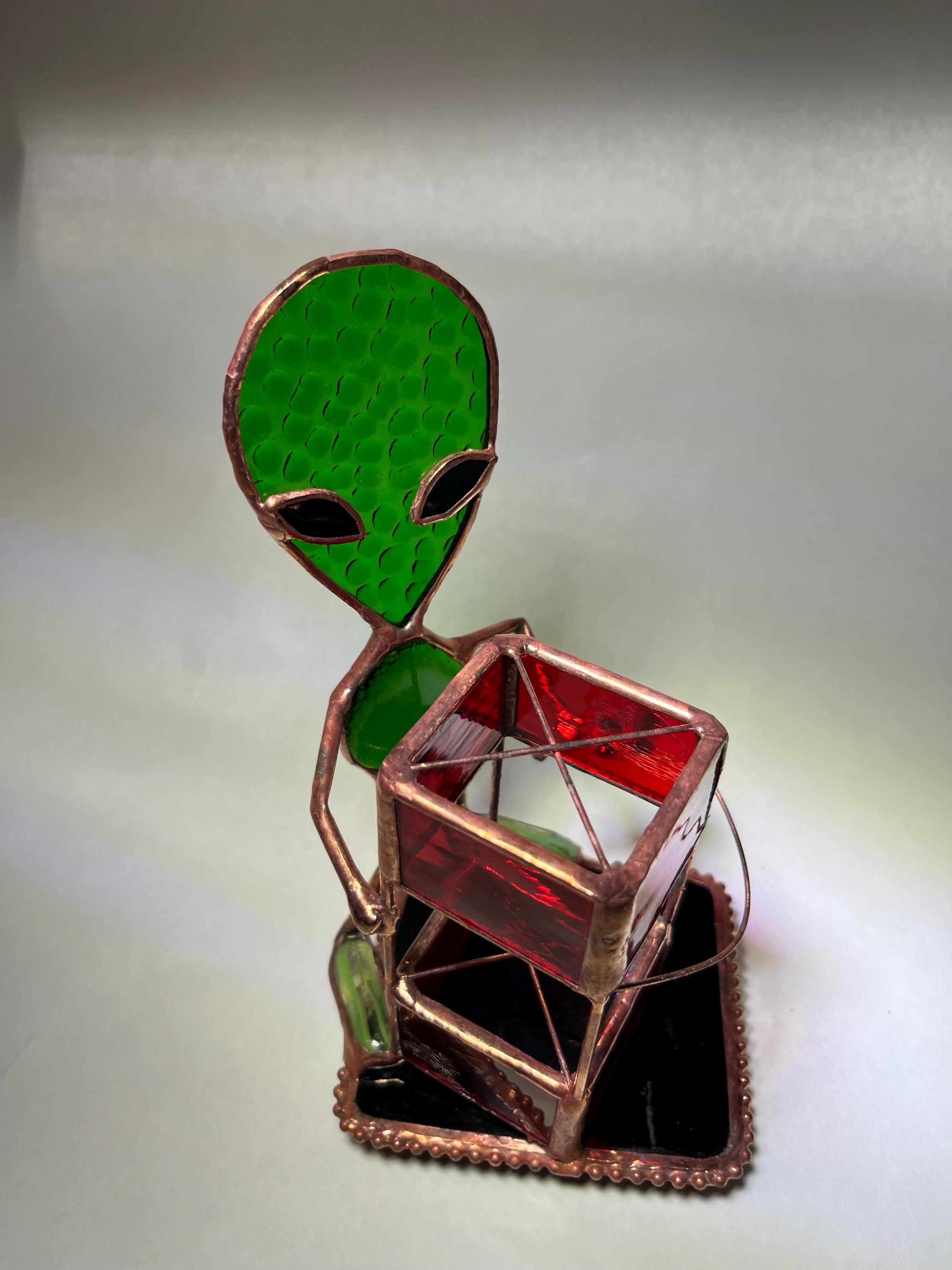 Stained Glass Alien Flying BOX Kite - Etsy