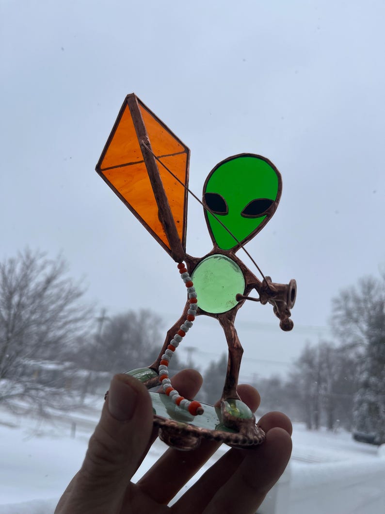 Stained Glass Alien Flying Kite - Etsy