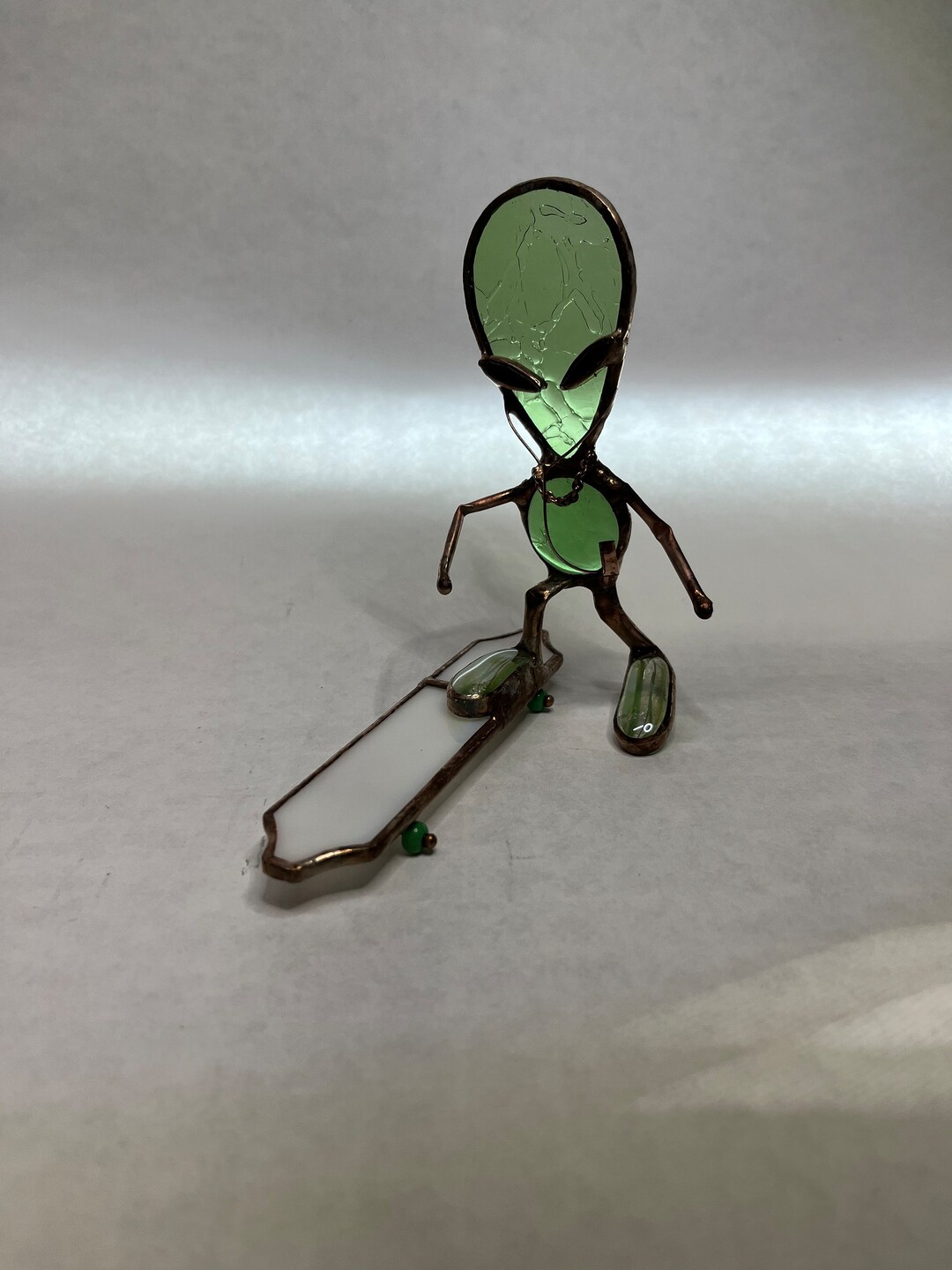 Stained Glass Alien Riding Skateboard - Etsy
