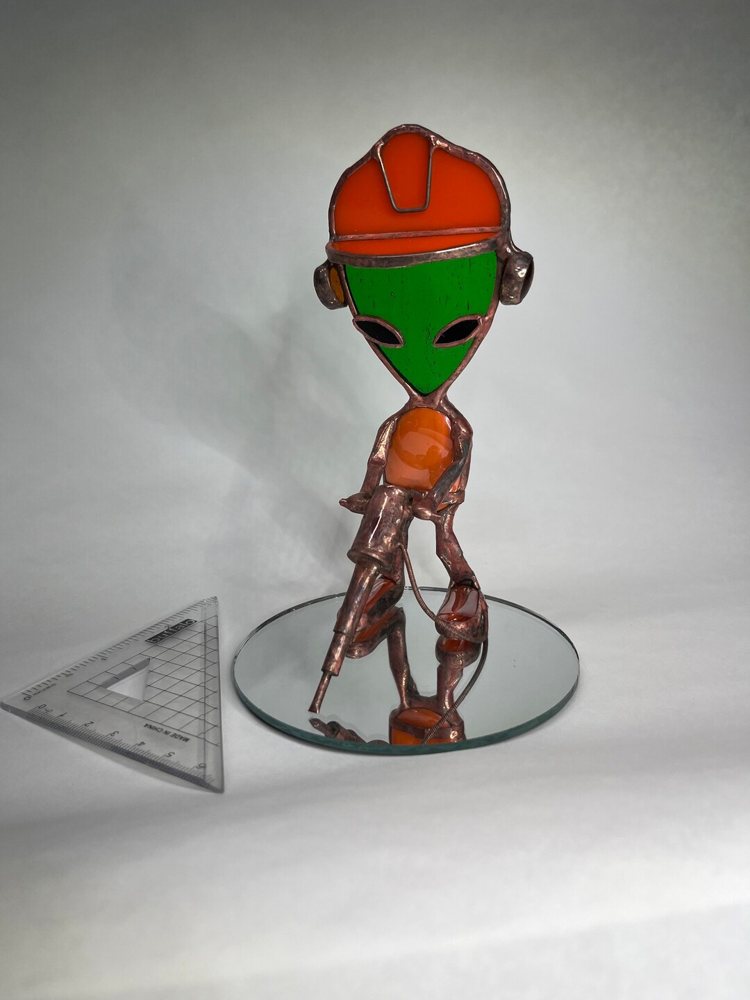 Stained Glass Alien Construction Worker With Jack Hammer - Etsy