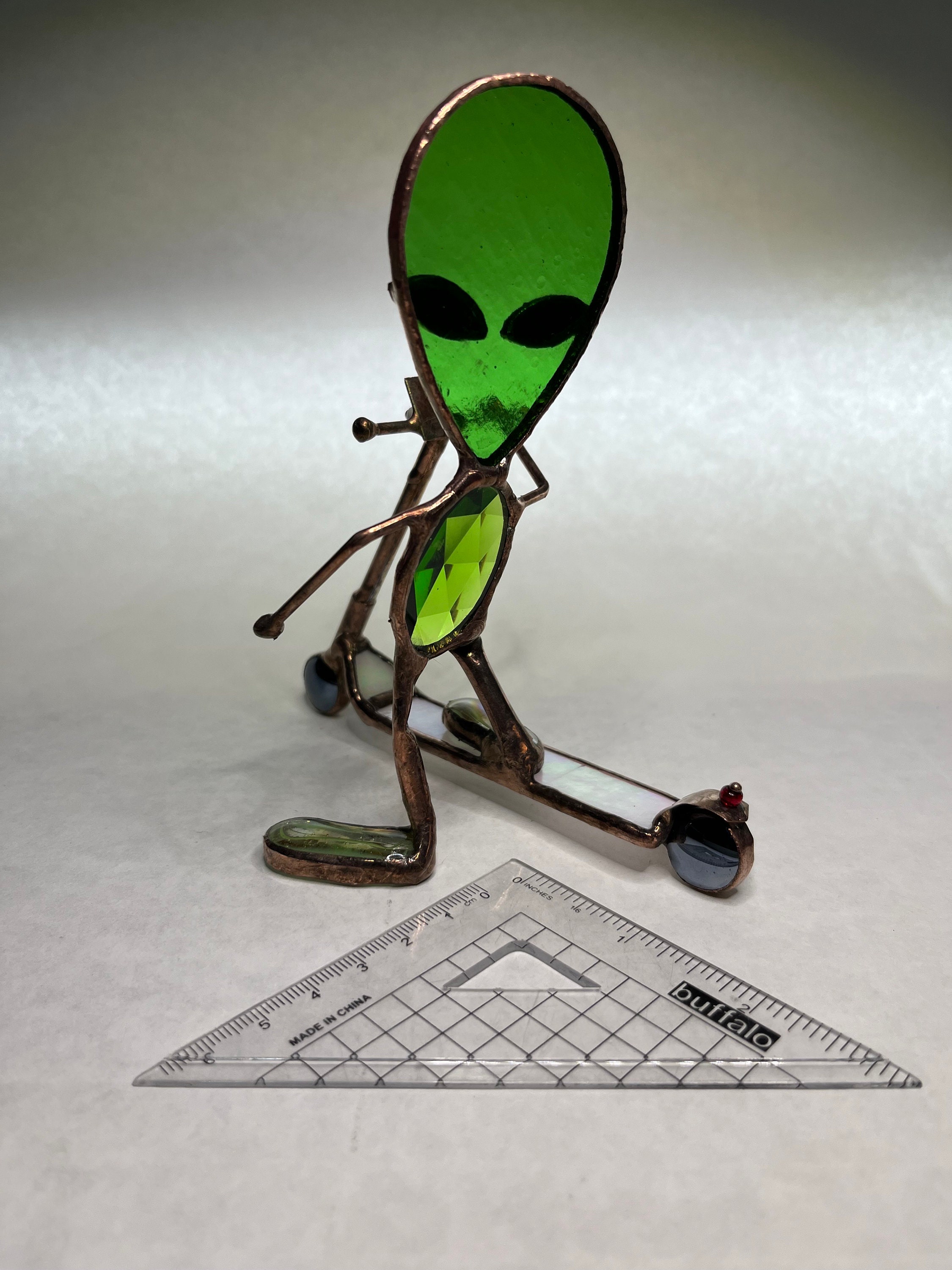 Stained Glass Alien on Scooter - Etsy