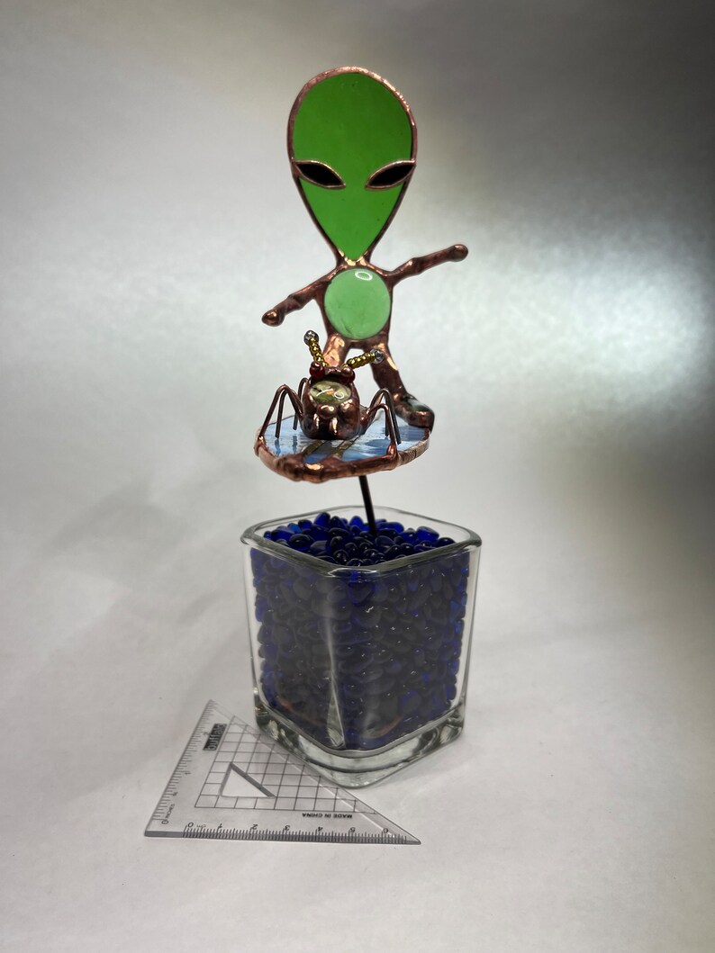 Stained Glass Alien on Surfboard - Etsy