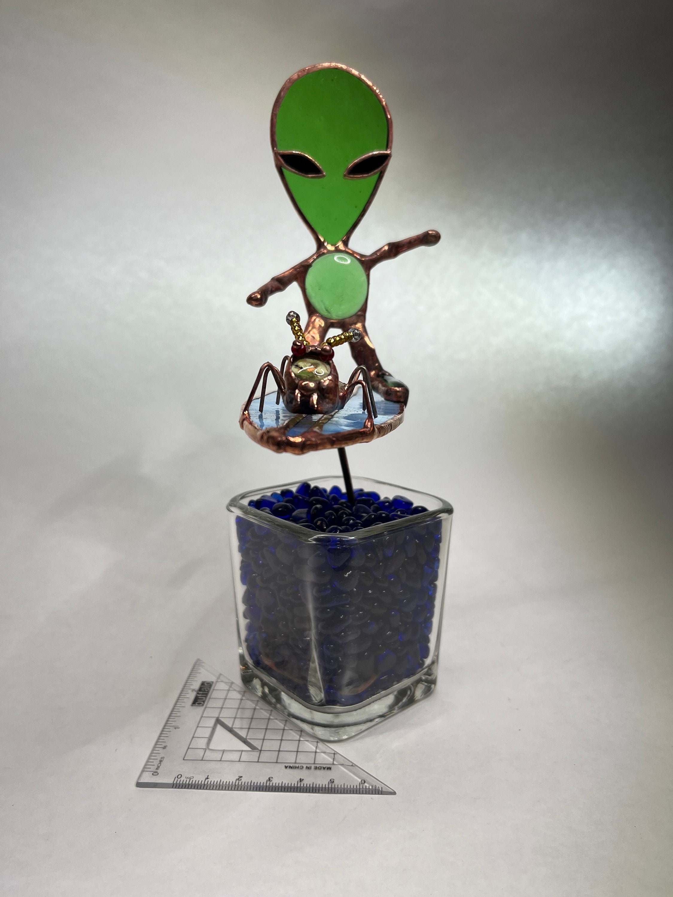 Stained Glass Alien on Surfboard - Etsy