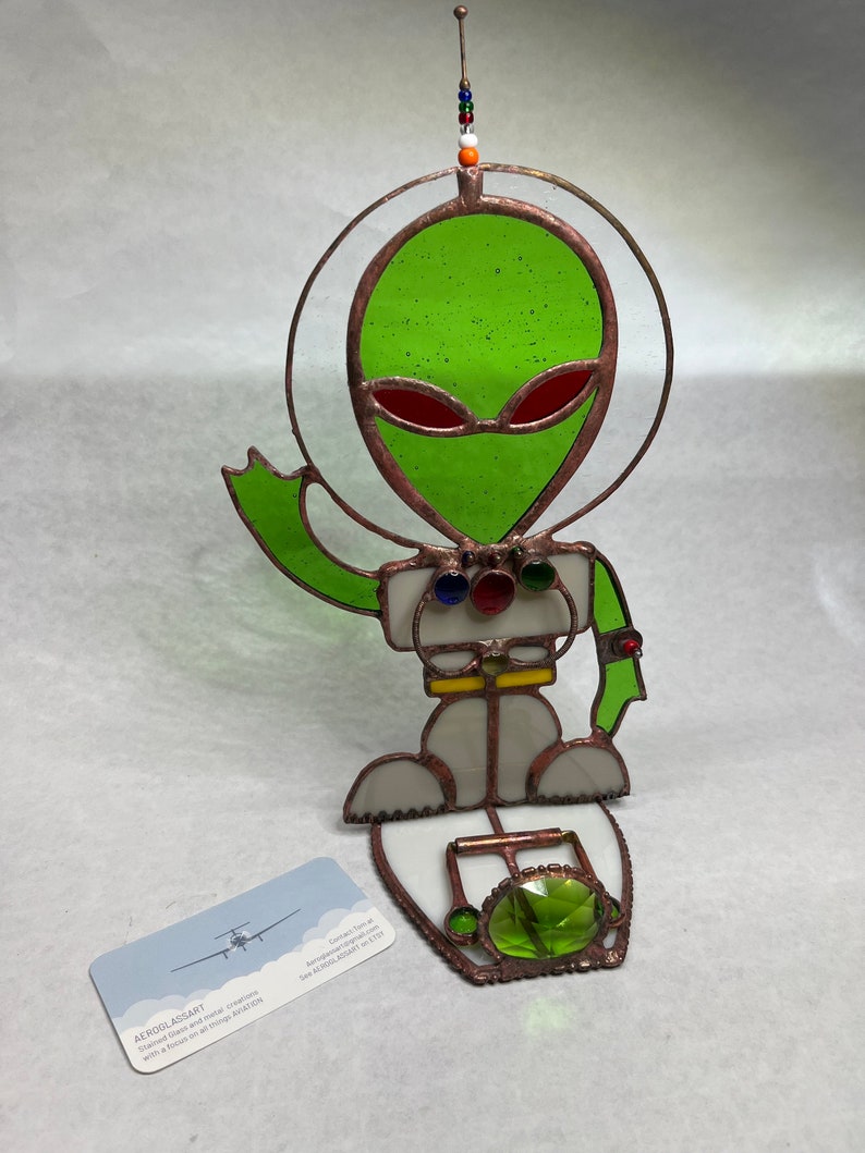 Stained Glass Alien Business Card Holder - Etsy