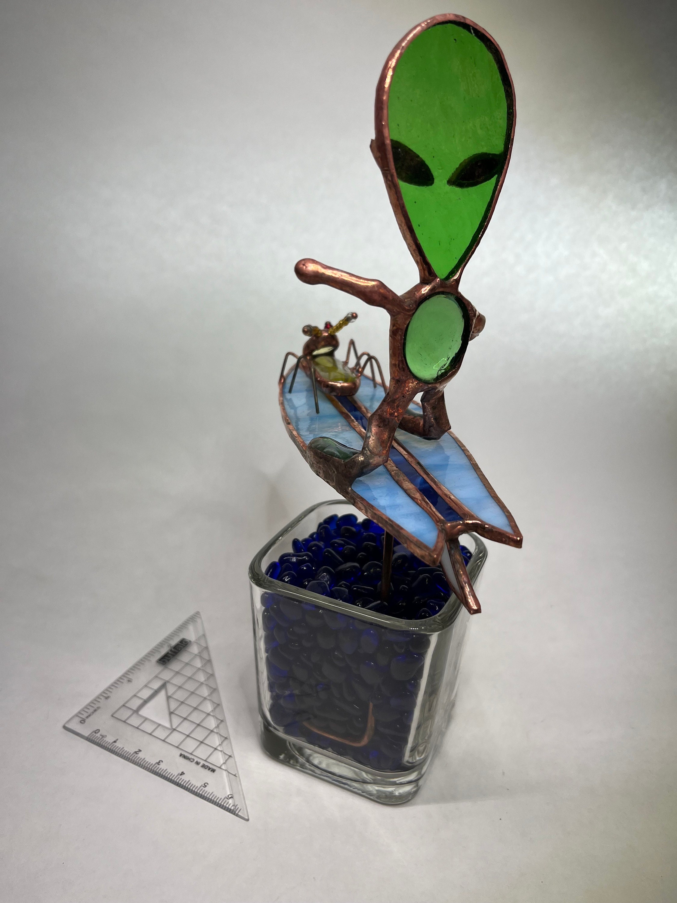 Stained Glass Alien on Surfboard - Etsy